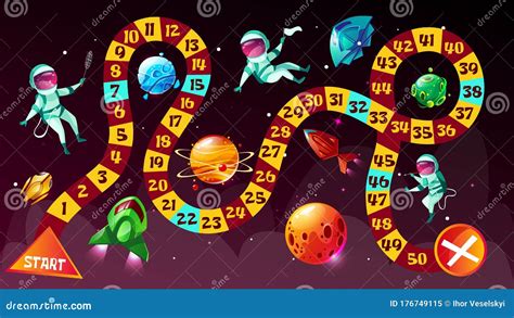 Board Game Astronauts In Space Vector Cartoon Illustration Stock Vector Illustration Of Game