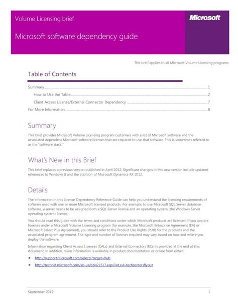 Pdf Microsoft Software Dependency Guide Licentialicentiadewp
