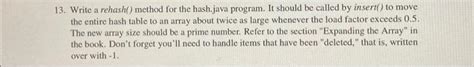 Solved 13 Write A Rehash Method For The Hashjava