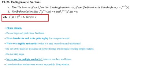Solved Finding Inverse Functions A Find The Inverse Of Chegg
