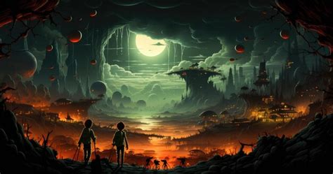 Premium Ai Image Rick And Morty Running From An Alien In He Style Of
