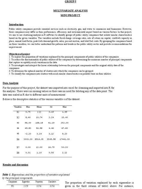 mini project pdf cluster analysis principal component analysis