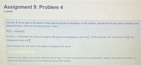 solved assignment 9 problem 4 1 ﻿point the force f ﻿on an