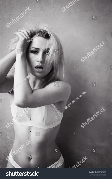Sexy Blonde Girl Brown Eyes Posing Stock Photo Shutterstock