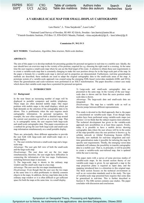 PDF A Variable Scale Map For Small Display Cartography