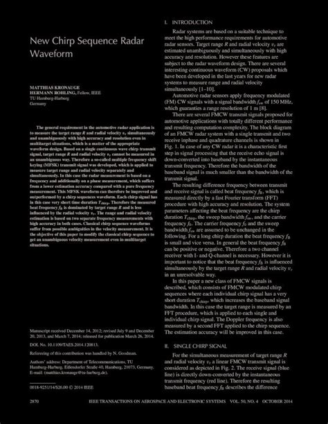 Pdf New Chirp Sequence Radar Waveform Dokumentips