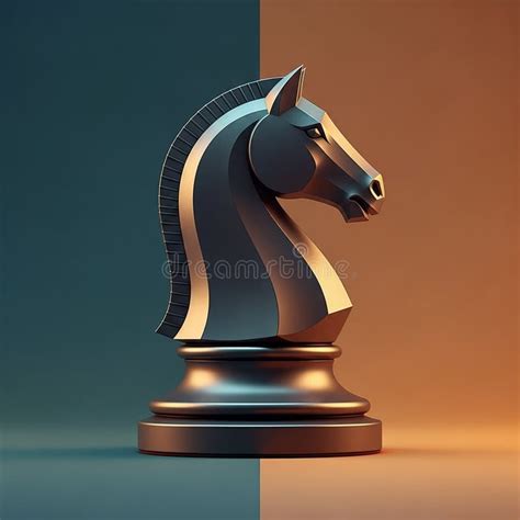 A Stylized Chess Knight Piece Is Depicted Featuring Sleek Metallic