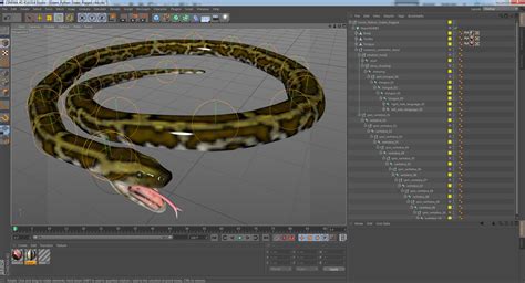 シネマ4d用にリグされた緑のpythonヘビ 3dモデル 129 C4d Free3d