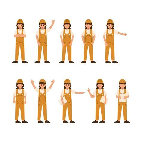 Female Engineer Illustration Vector Set Vector Art At Vecteezy