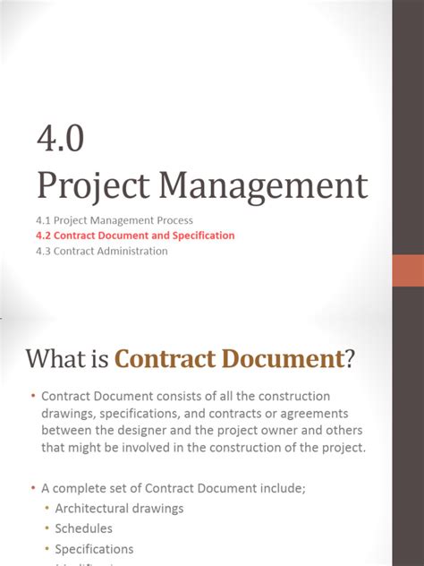 Chapter42 Contract Document And Specification Pdf Specification