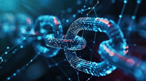 Magnificent Blockchain Technology Concept With A Chain Of Encrypted Blocks And Person In