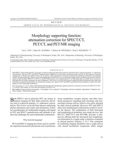 Pdf Morphology Supporting Function Attenuation Correction For Spect