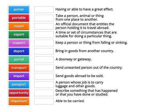 PORT Meaning To Carry Match Up