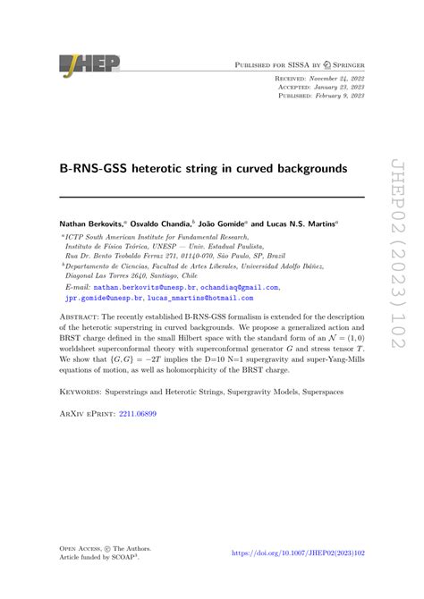 Pdf B Rns Gss Heterotic String In Curved Backgrounds