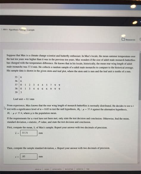 Solved HW 9 Hypothesis Testing 1 Sample Ces Suppose That Chegg Com