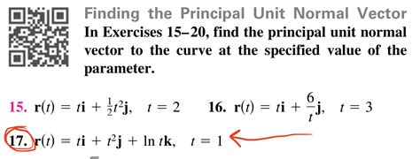 Solved Finding The Principal Unit Normal Vector In Exercises