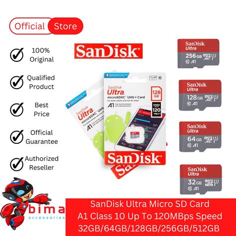 Jual SANDISK Memory Card Micro SD 32GB 64GB 128GB 256GB 512GB CLASS 10 Speed 120 150Mbps