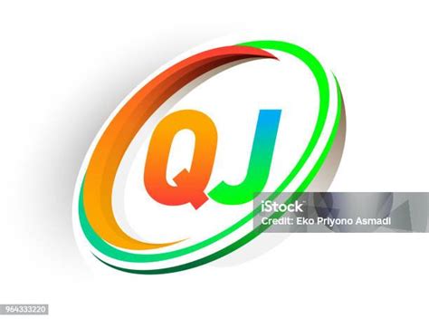 초기 편지 로고 회사 이름 색깔 주황색과 녹색 원형 및 디자인 Swoosh 0명에 대한 스톡 벡터 아트 및 기타 이미지 0명