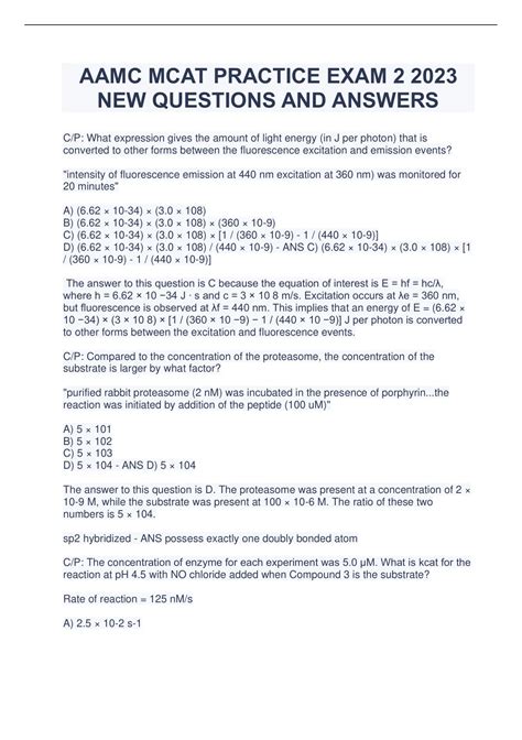 Aamc Mcat Practice Exam 2 2023 New Questions And Answers Aamc Mcat Stuvia Us