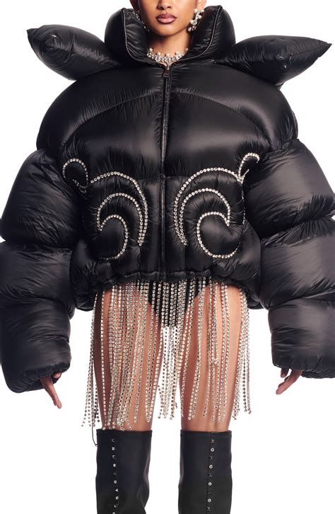 Area X Dingyun Zhang Crystal Embellished Baroque Crop Down Puffer Jacket Available At Nordstrom
