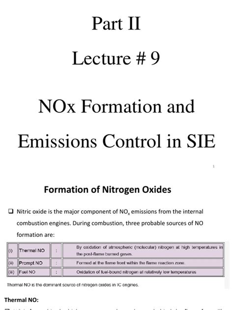 Part Ii Lecture 9 Nox Formation And Emissions Control In Sie Pdf