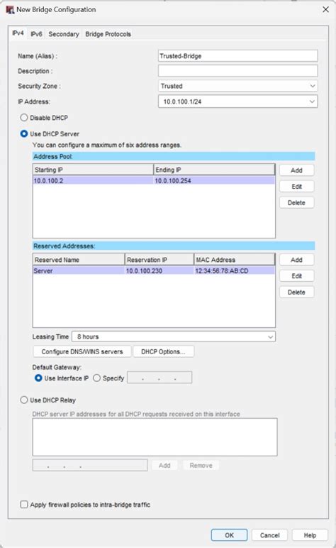 create a network bridge configuration