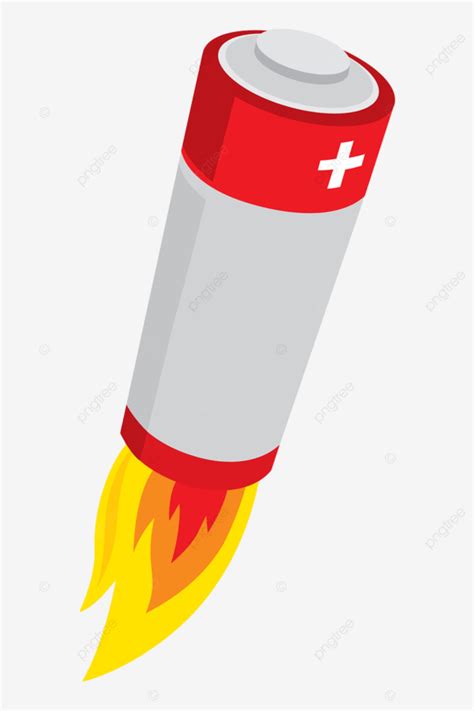 Gambar Ilustrasi Kartun Baterai Yang Terbakar Meledak Api Roket