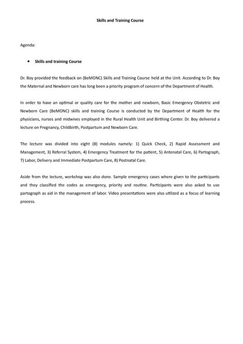 skills and trainings gained knowledge skills and training course
