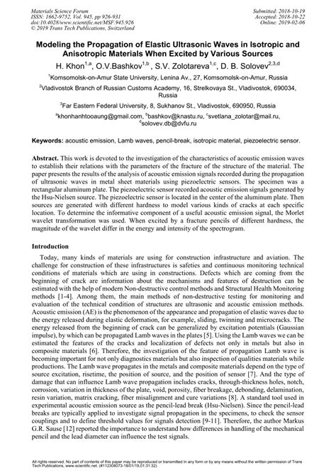 Pdf Modeling The Propagation Of Elastic Ultrasonic Waves In Isotropic And Anisotropic