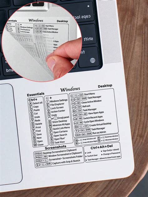 1sheet Reference Keyboard Shortcut Key Pattern Laptop Protective Sticker Compatible With Windows