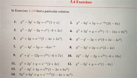 Solved 5 4 Exercises In Exercises 1 14 Find A Particular