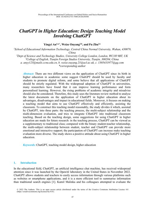 Pdf Chatgpt In Higher Education Design Teaching Model Involving Chatgpt