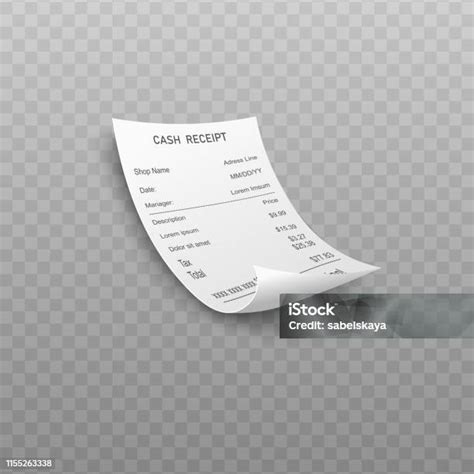 현실적인 벡터 일러스트 레이 션에서 쇼핑 종이 법안 또는 금융 영수증 영수증에 대한 스톡 벡터 아트 및 기타 이미지 영수증 종이 테이프 문서 3차원 형태 Istock