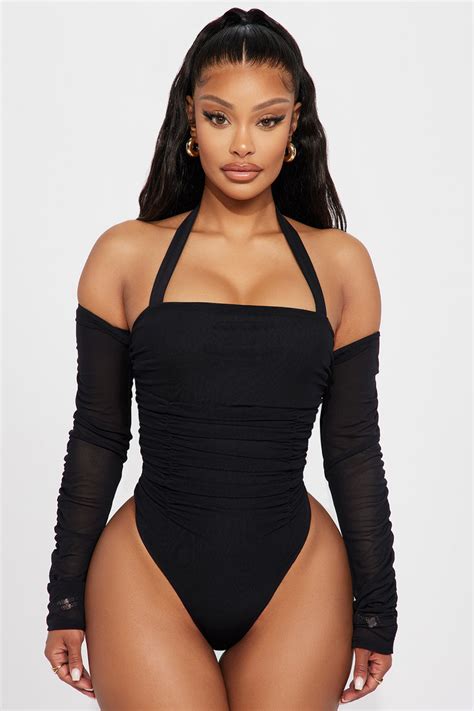 Replacing You Mesh Bodysuit Black Fashion Nova