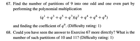 Solved 67 Find The Number Of Partitions Of 9 Into One Odd