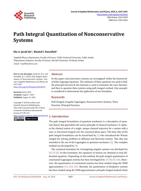 Pdf Path Integral Quantization Of Nonconservative Systems