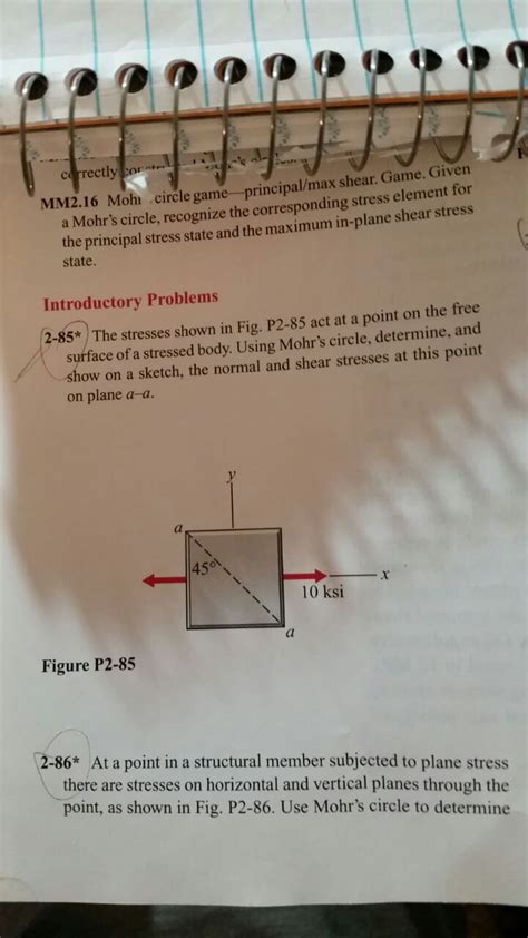 Solved MM2 16 Mohr Circle Game Principal Max Shear Game Chegg Com