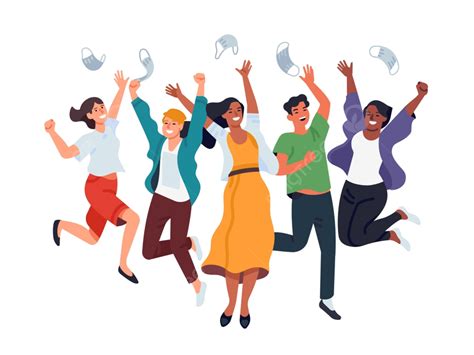 마스크를 던지는 사람들 행복한 젊은 친구 바이러스 손짓 Png 일러스트 및 벡터 에 대한 무료 다운로드 Pngtree