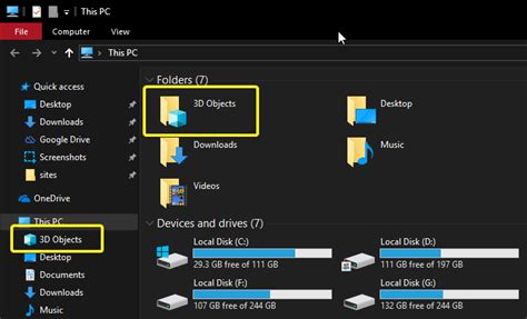 how to remove 3d objects folder in file explorer