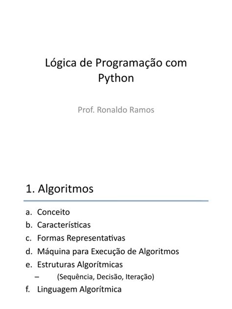 logica programacao python slides pdf python linguagem de programação algoritmos