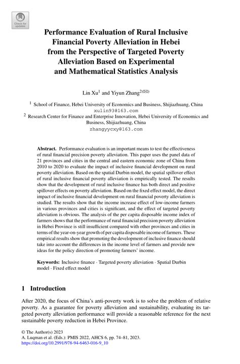 Pdf Performance Evaluation Of Rural Inclusive Financial Poverty