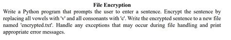 Solved File Encryption Write A Python Program That Prompts Chegg Com