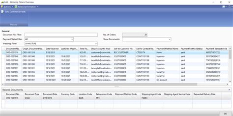 Webshop Orders Overview