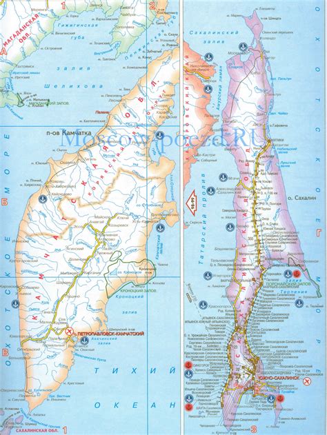 Карта Сахалина Карта Сахалина и Камчатки Подробная карта Сахалина Карта железноцй дороги