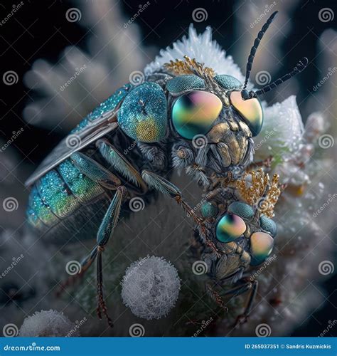An Insect In The Snow Macro Generative Ai Stock Illustration Illustration Of Generative