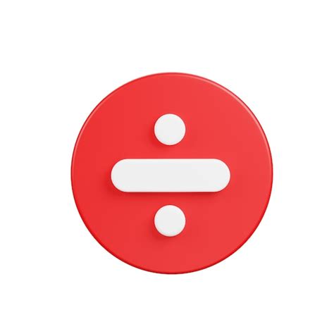 Premium Photo White Arithmetic Division Sign On Red Button Circle