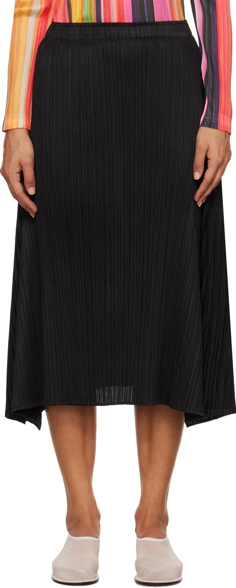 PLEATS PLEASE ISSEY MIYAKE Black Efficient Square Midi Skirt Pleats Please Issey Miyake