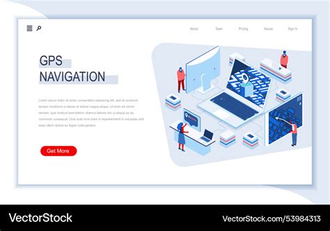 Gps Navigation Isometric Landing Page Geolocation Vector Image