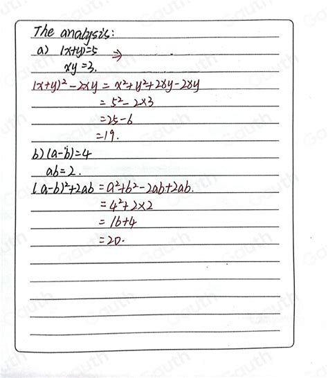 Solved 8 A If X Y 5 And Xy 3 Find The Value Of X 2 Y 2 B If A B