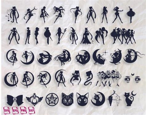 Sailor Moon Svg Bunde Sailor Moon Png Sailor Moon Stickers Instant Download